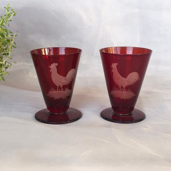 Antique Red Glassware - Etsy