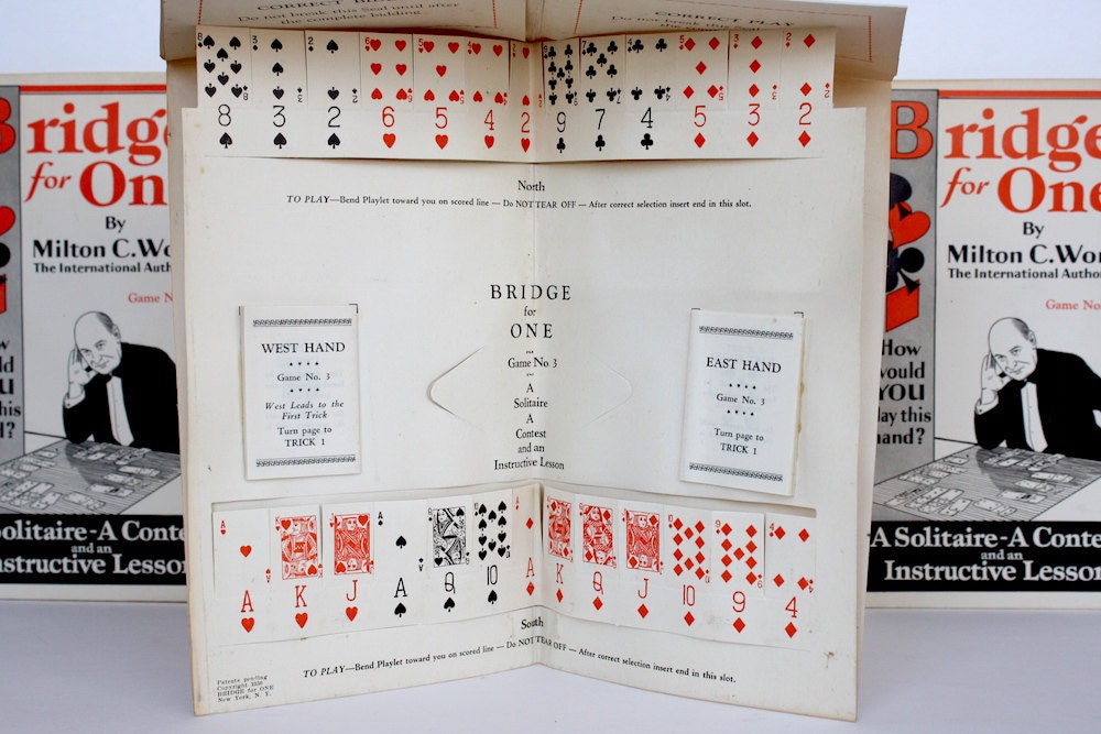 Vintage Bridge Card Game Instructions, Bridge for One Milton C. Work ...