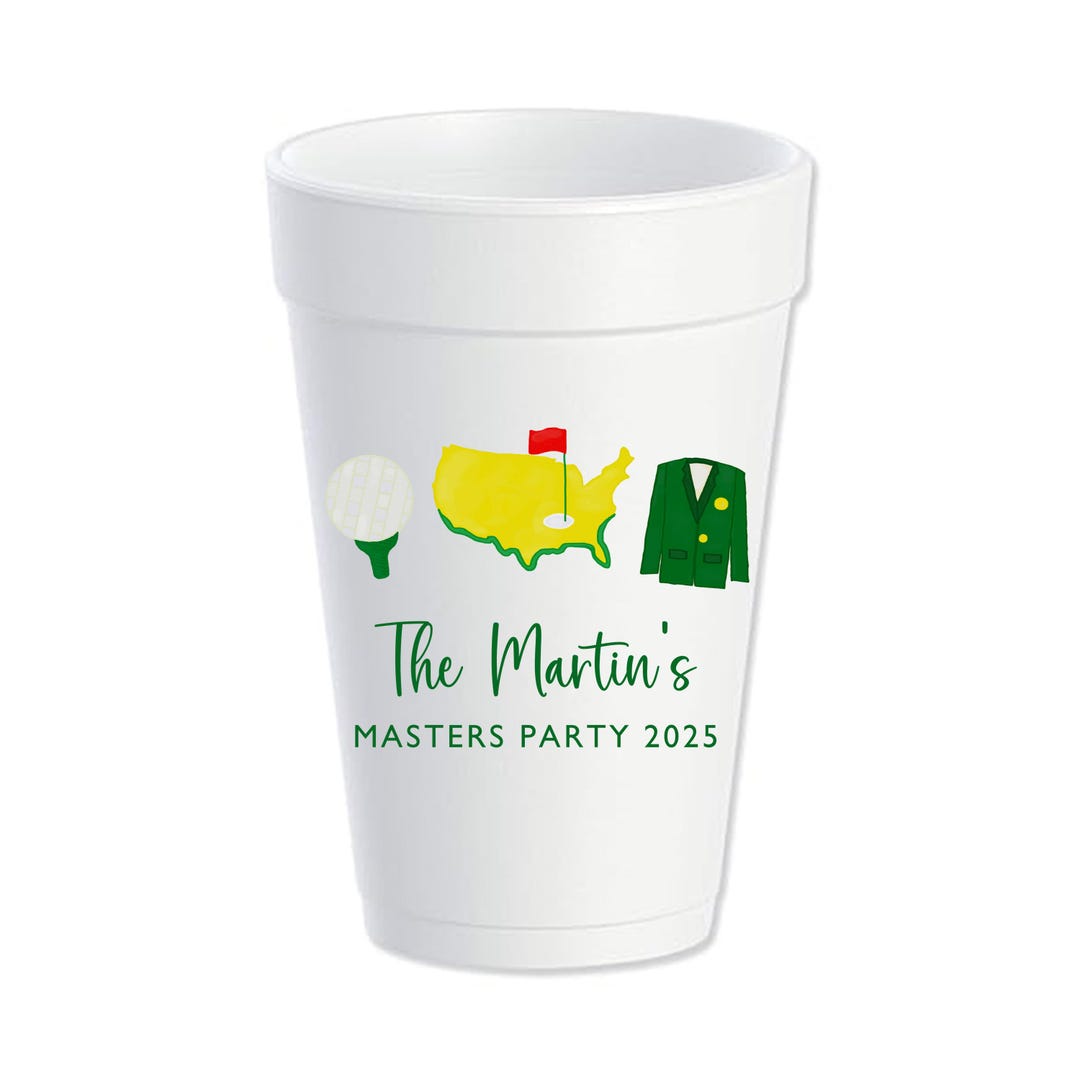 Masters Golf Custom Styrofoam Cups, Masters Party Personalized Foam ...