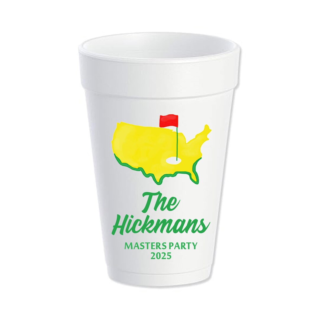 Masters Golf Custom Styrofoam Cups, Masters Party Personalized Foam ...