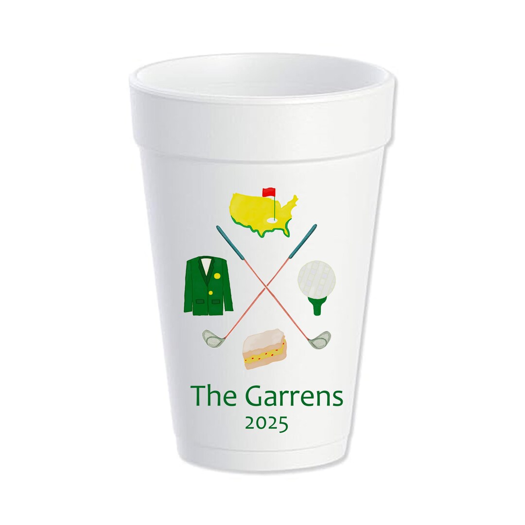 Masters Golf Custom Styrofoam Cups, Masters Party Personalized Foam ...