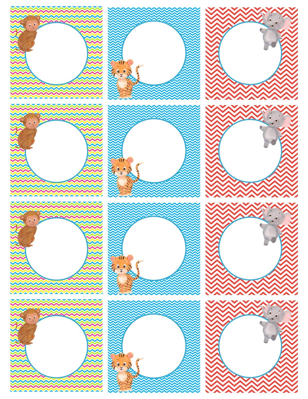 Printable Animal Name Stickers, Gift Tags - Etsy