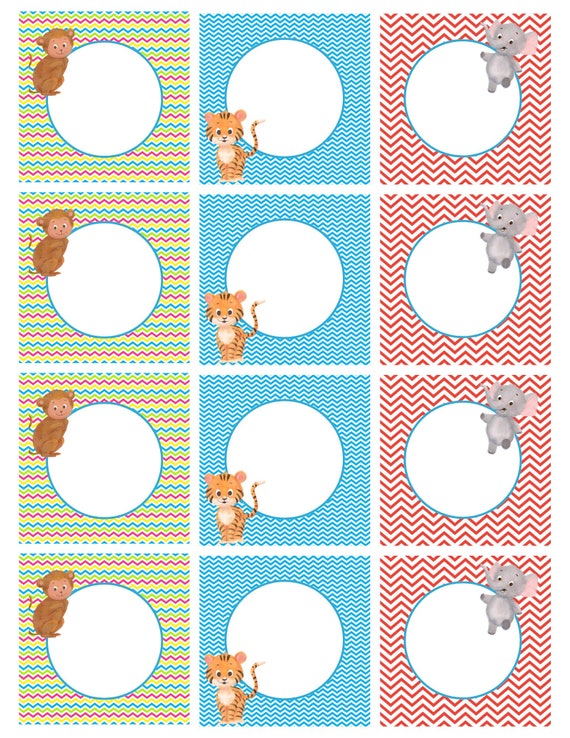 Printable Animal Name Stickers Gift Tags - Etsy