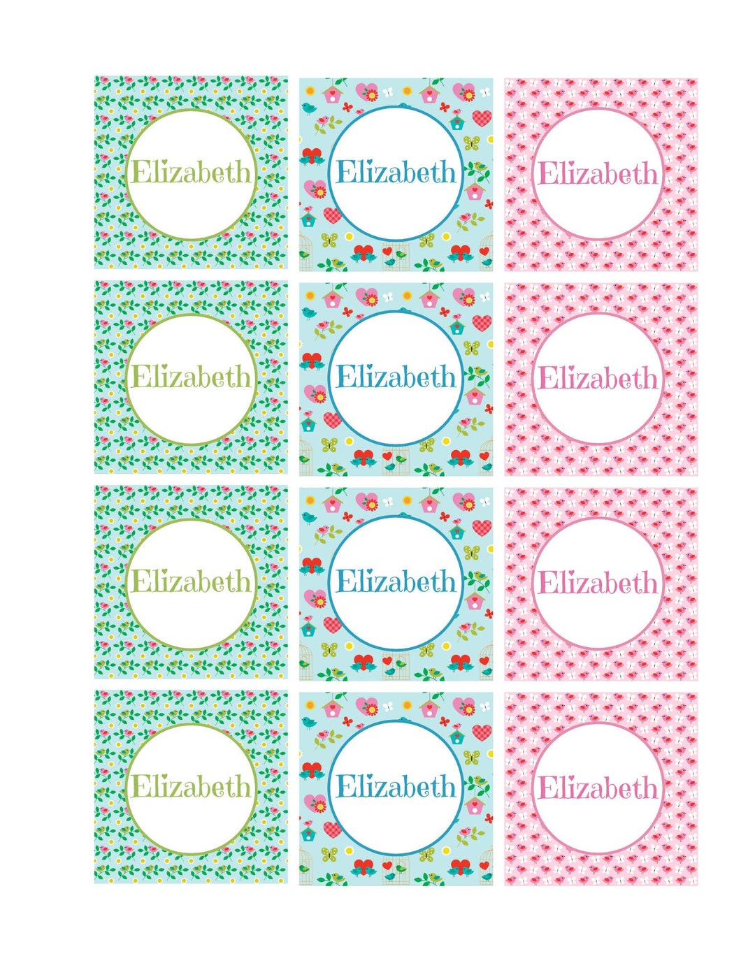 Custom Printable Floral Name Stickers, Gift Tags - Etsy