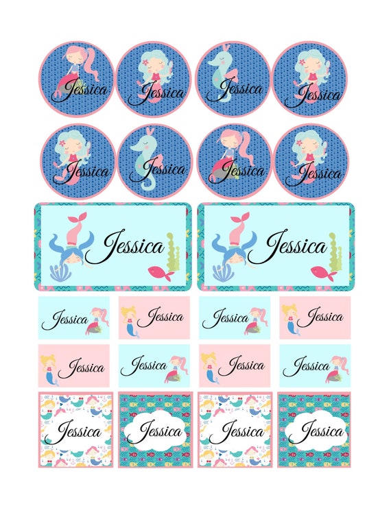 Custom Printable Mermaid Name Stickers Gift Tags - Etsy