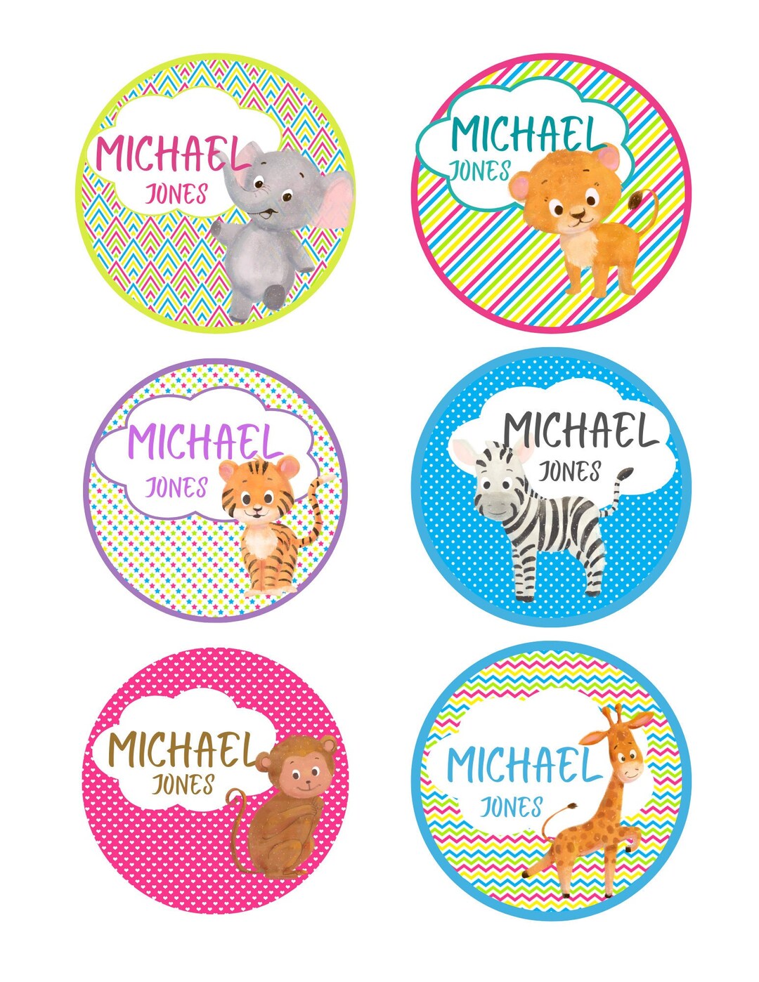 Custom Printable Animal Name Stickers - Etsy