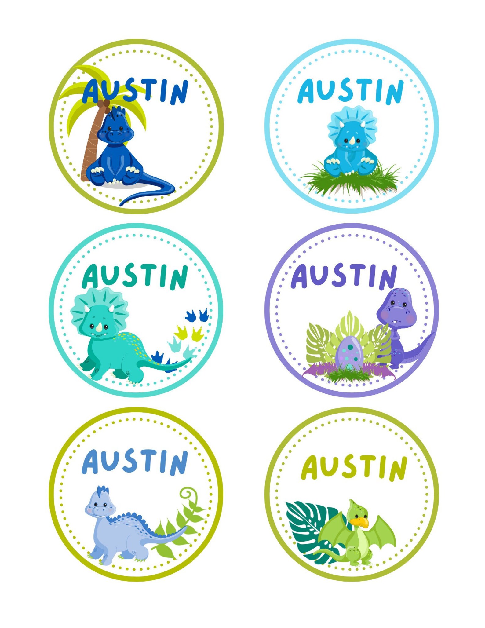 Custom Printable Dinosaur Name Stickers Gift Tags - Etsy