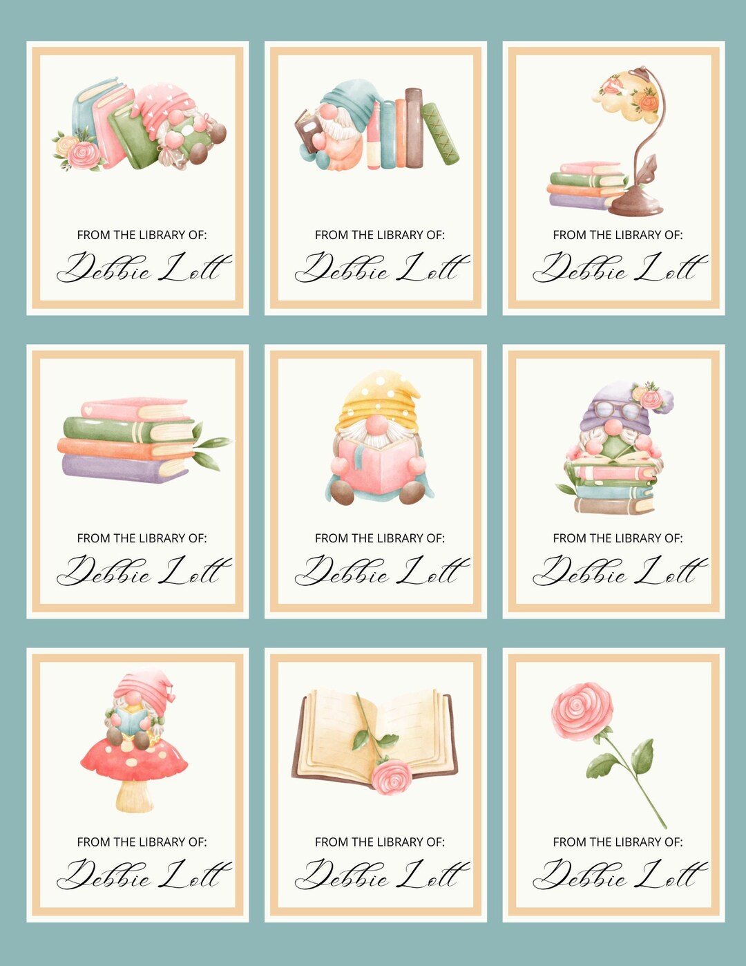 Personalized Bookplate Stickers; Custom Book Labels; Gnomes - Etsy