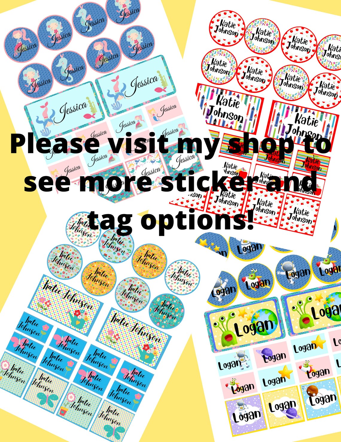 Custom Printable Mermaid Name Stickers Gift Tags - Etsy