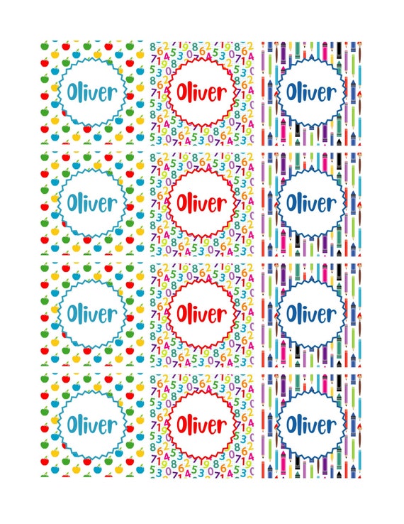 Printable School Name Stickers Gift Tags - Etsy