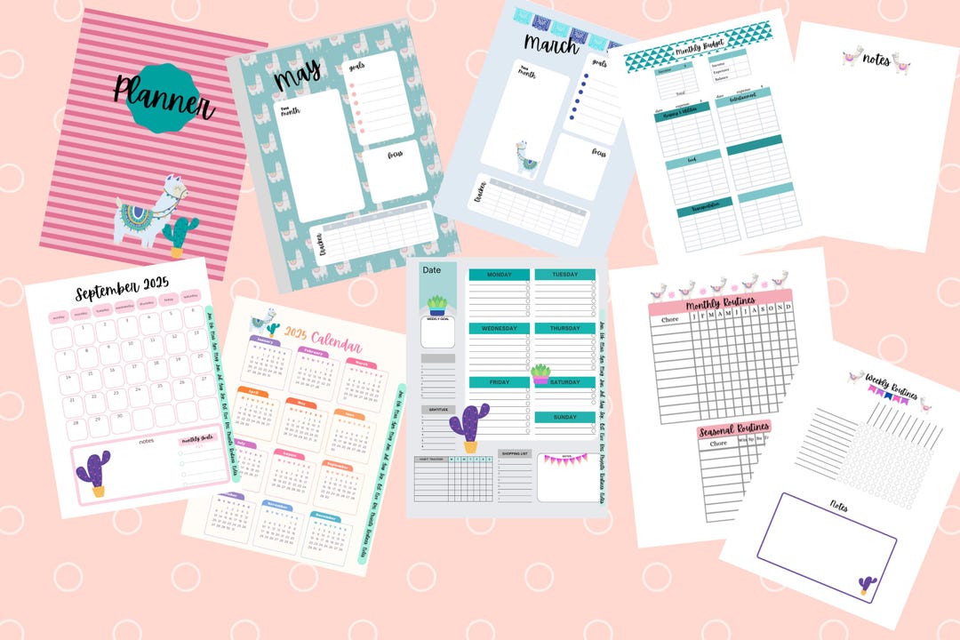 2025 Digital Planner, Printable Llama Planner, PDF - Kindle Scribe ...