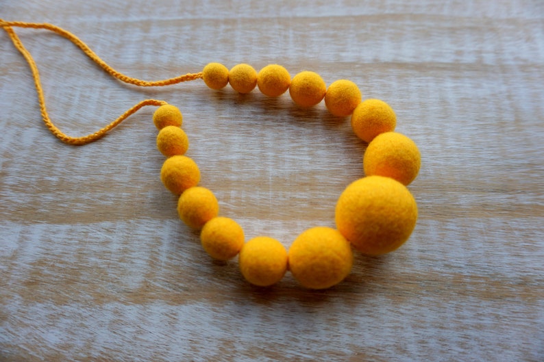 Yellow Necklace Felt Necklace Wool Jewelry Felted Balls - Etsy