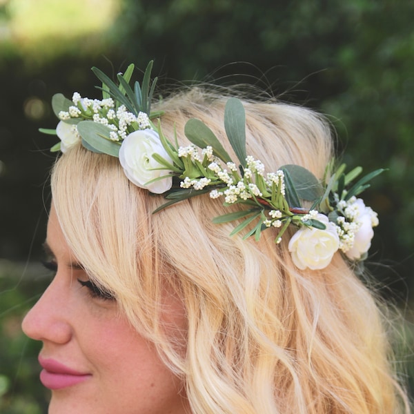 White Flower Crown - Etsy