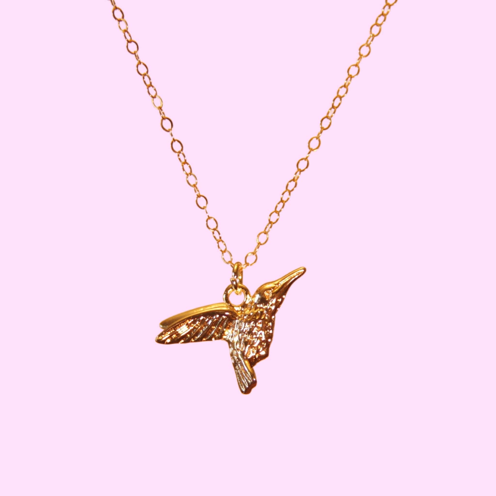 Gold Filled Hummingbird Necklace, Bird Charm, Nature Jewelry - Etsy