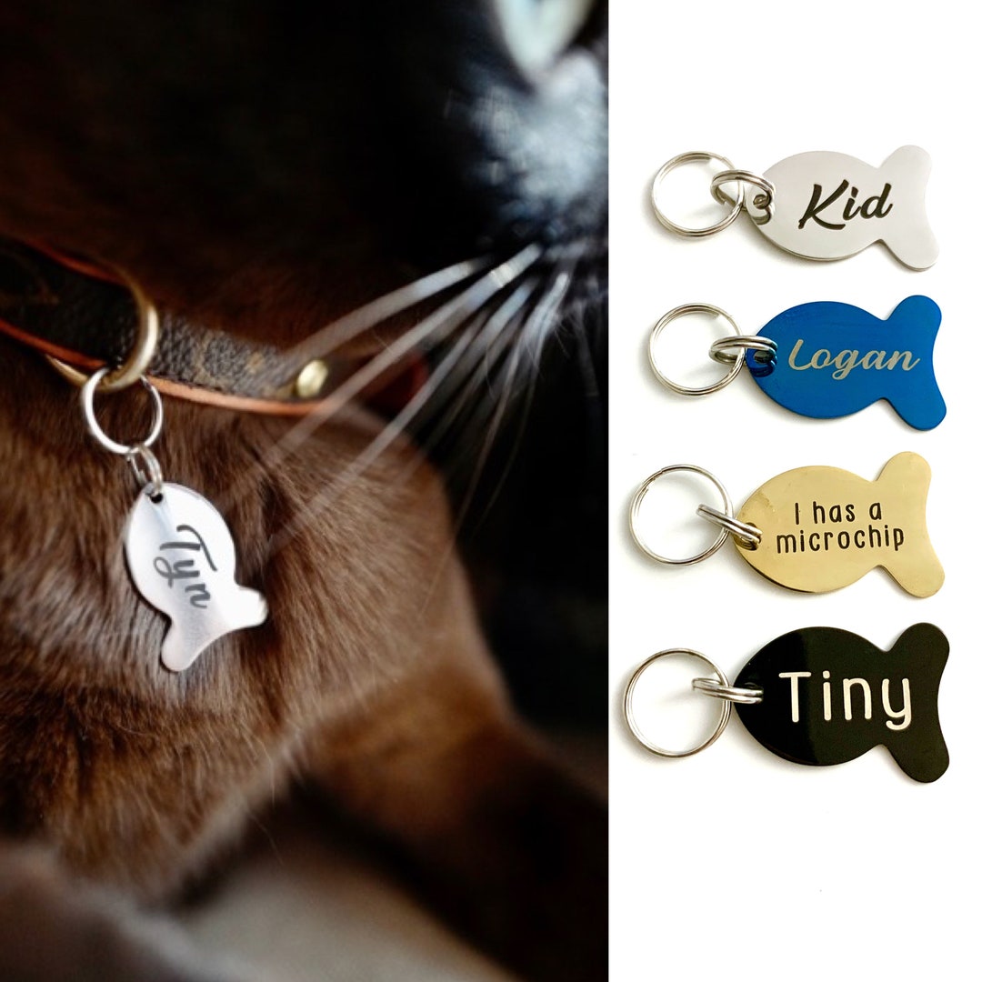 Personalized Cat Tag Small Cat Tag Cat ID Tag Engraved Cat Tag Collar ...