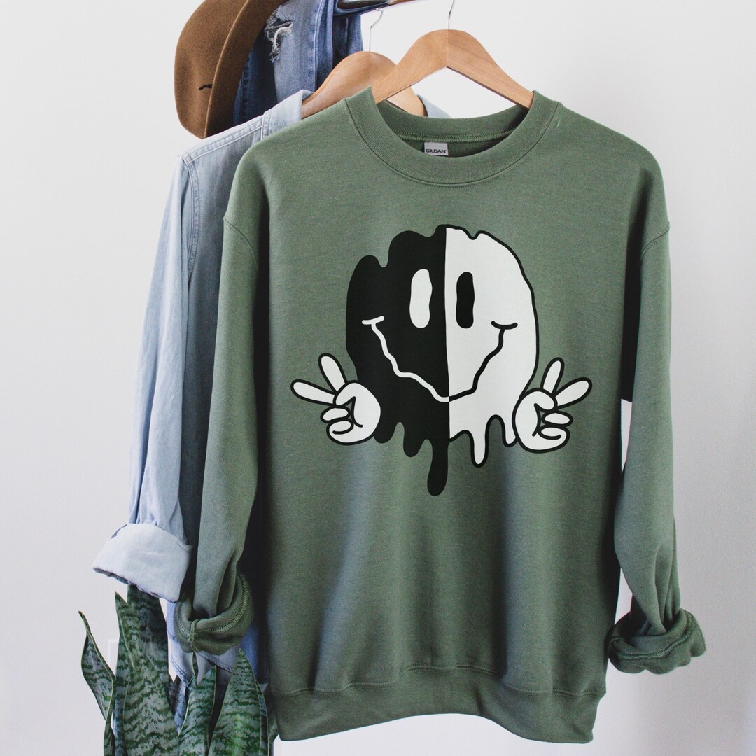 Smiley Face Sweatshirt, Smiley Face Shirt, Trendy Sweatshirt, Smiley ...