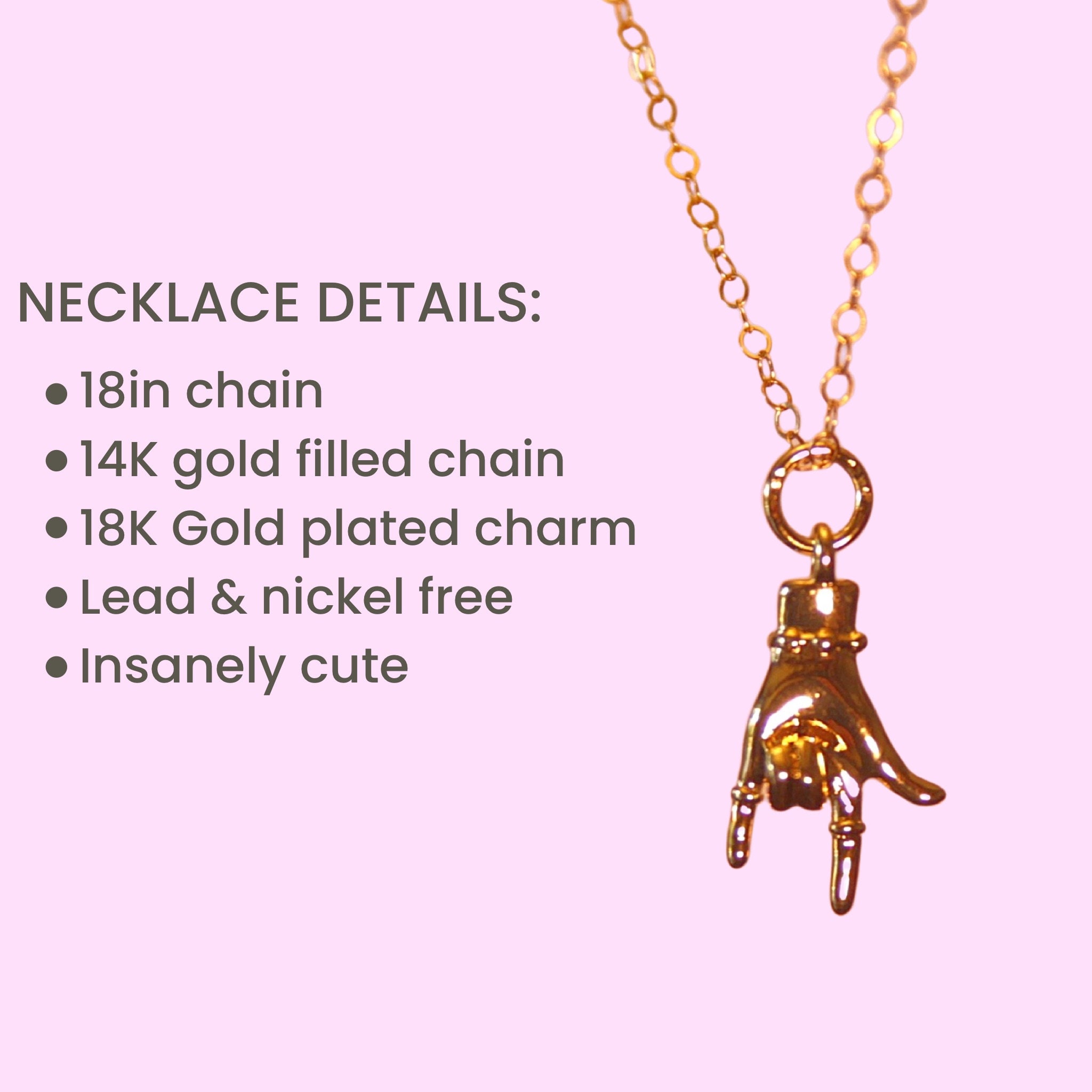 Gold Plated I Love You Hand Sign Language Necklace - Etsy
