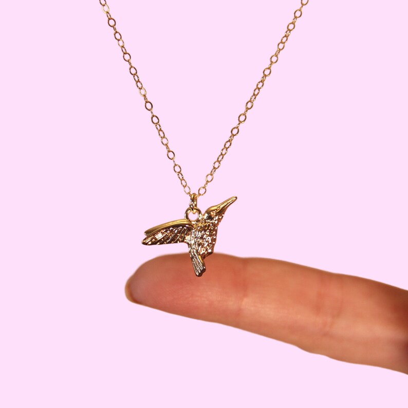 Gold Filled Hummingbird Necklace, Bird Charm, Nature Jewelry - Etsy