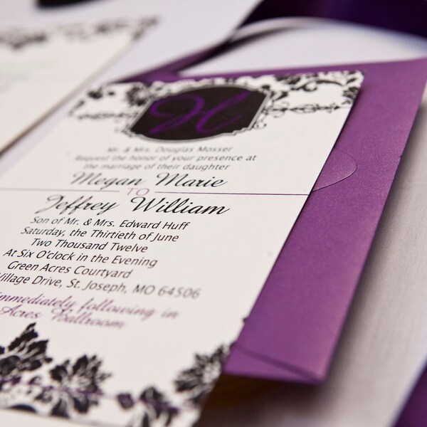 Damask Invitation - Etsy