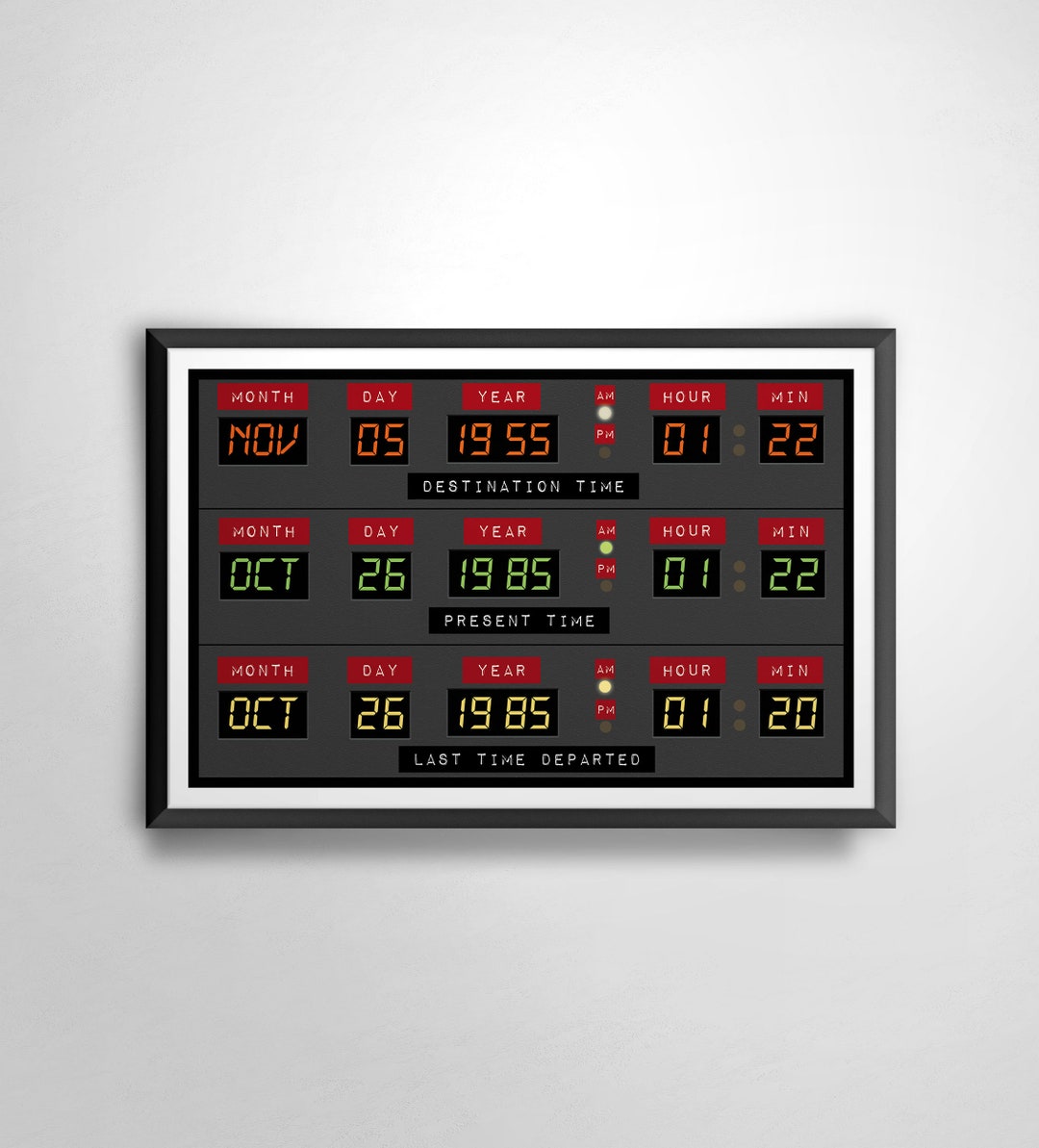 Back to the Future (delorean Clock) Wall Art Print - Etsy