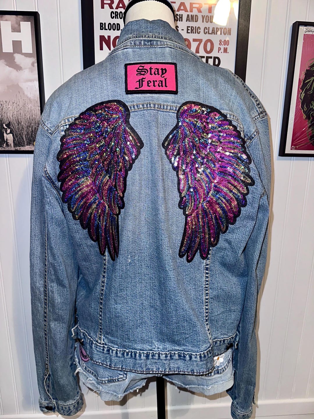 Upcycled Denim Jacket Angel Wings - Etsy