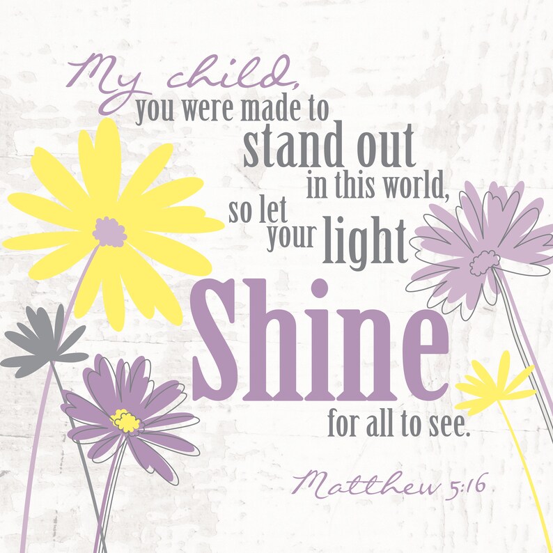 Let Your Light Shine, Matthew 5:16 Bible Faith Art Wall Canvas Sign ...