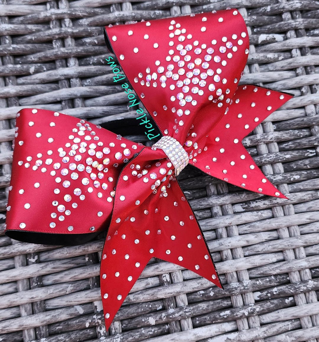 Stars Sherry Red Satin Fully Lined Cheer Bow AB Rhinestones - Etsy