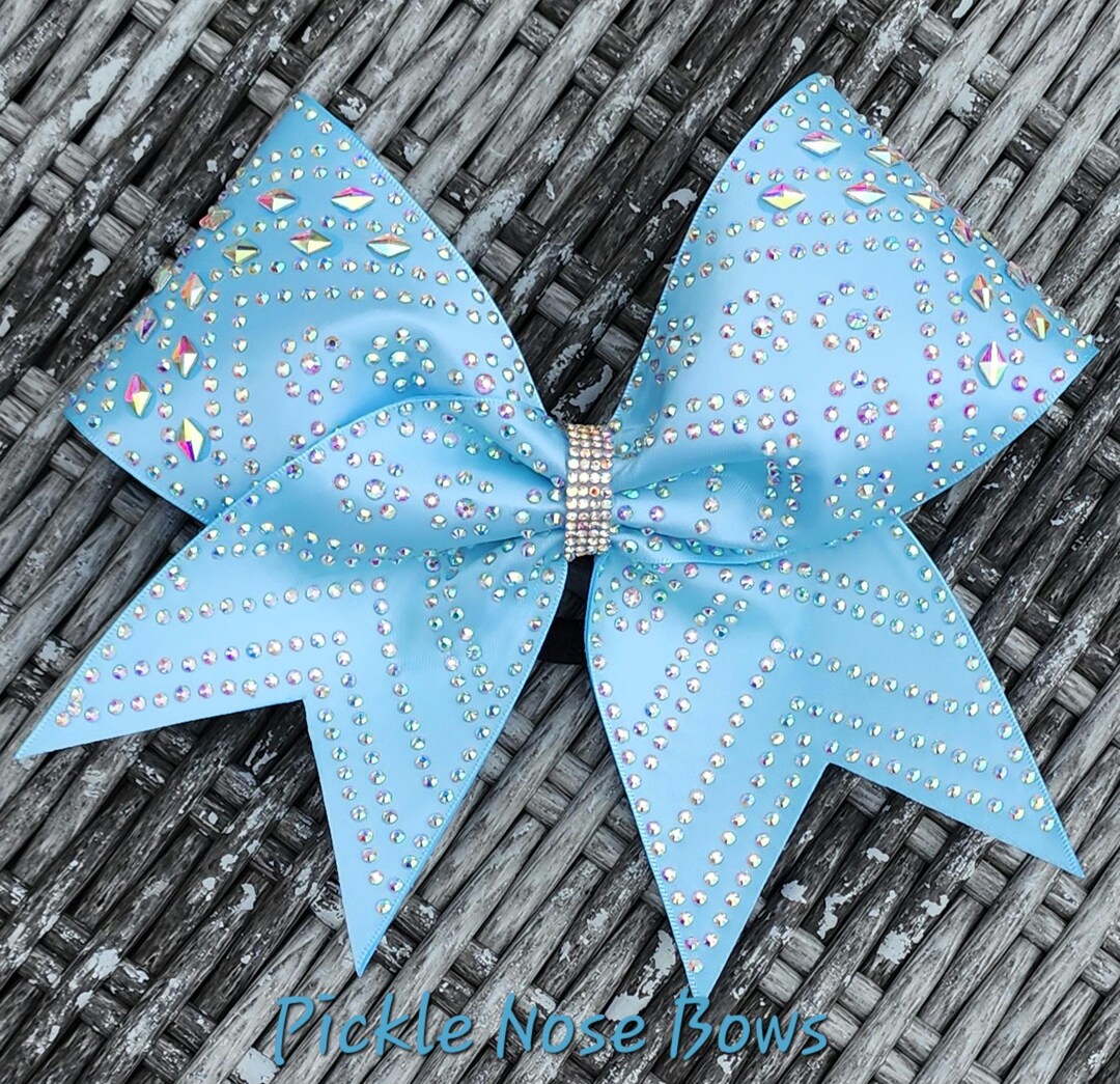 LITE BLUE CINDERELLA Satin Full Bling Cheer Bow - Etsy