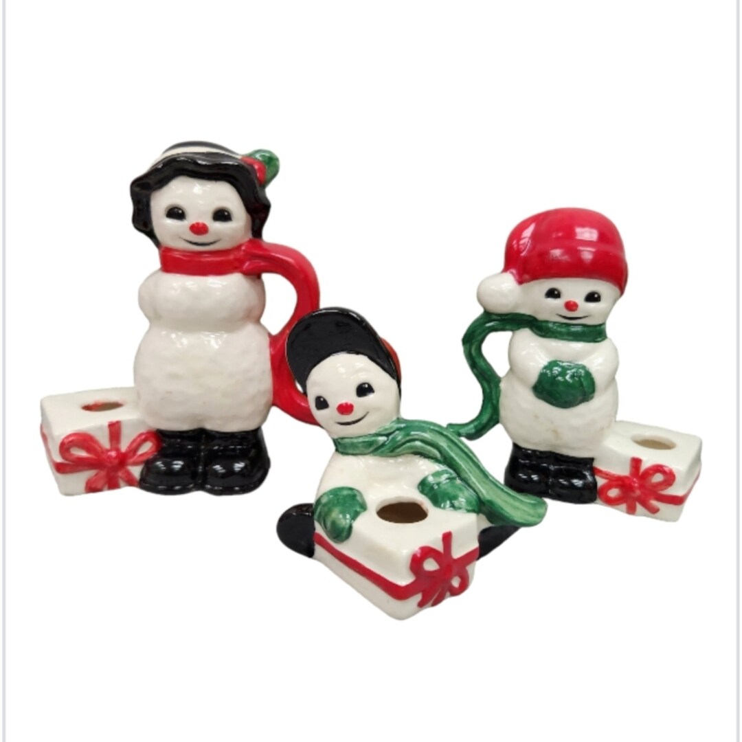 Goebel W. Germany Ceramic Snowman Candle Holders Set of 3 - Etsy