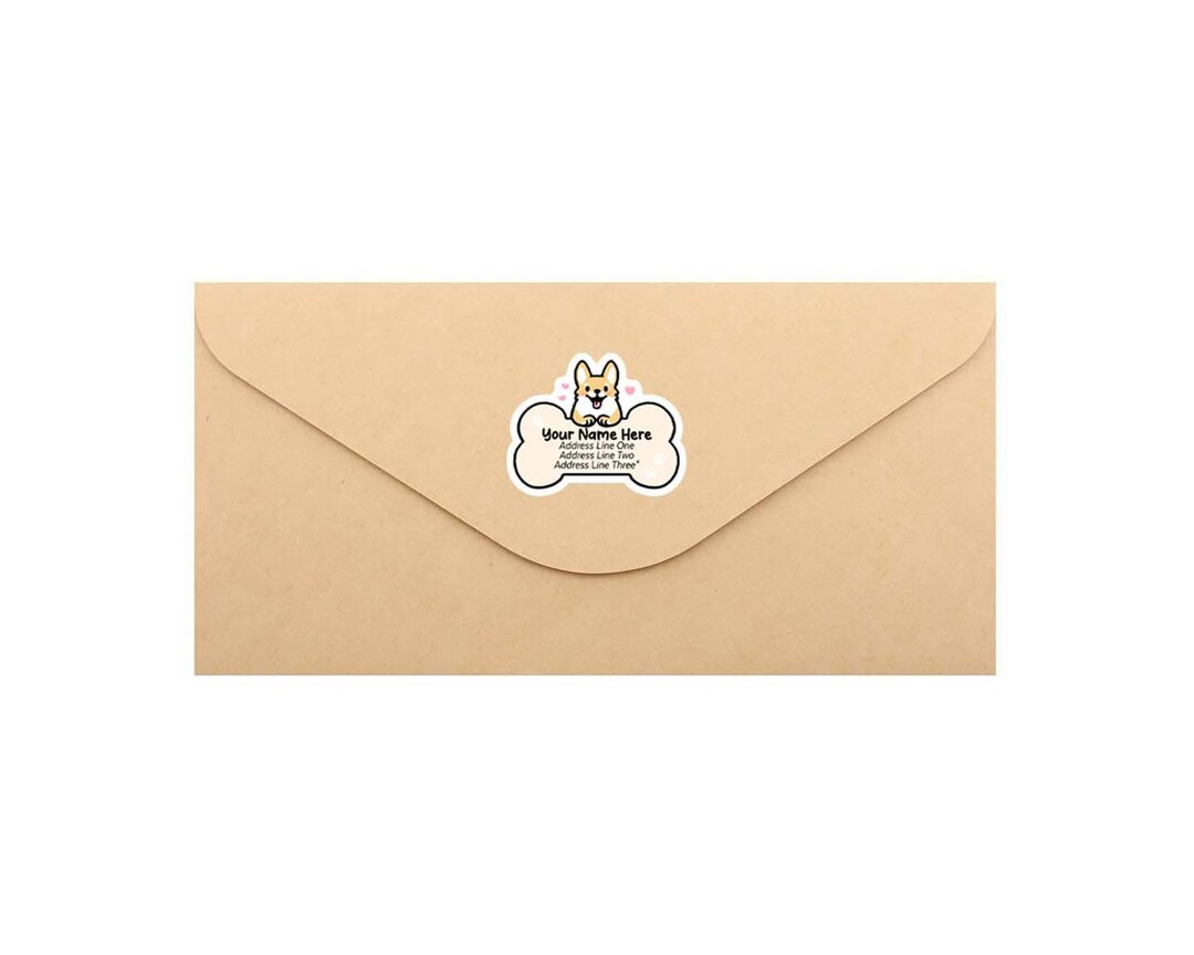 Corgi & Bone Snail Mail Custom Return Mailing Address Label Kawaii ...