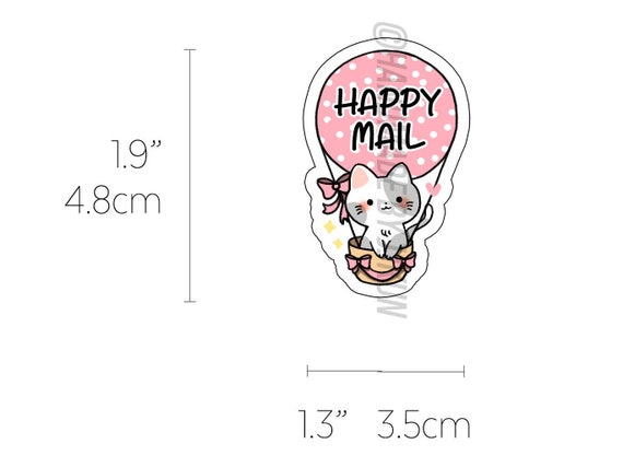 Craft Supplies & Tools Happy Mail Kawaii Kitty Cat in Hot Air Balloon ...