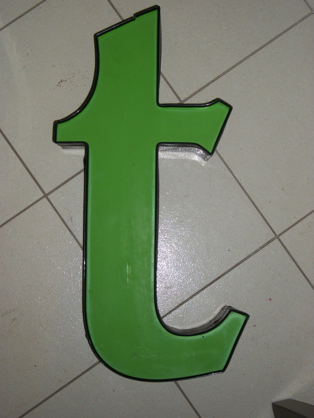 Vintage Industrial Alphabet Sign-letter T-neon Green-25h X 12w X 4.25d ...