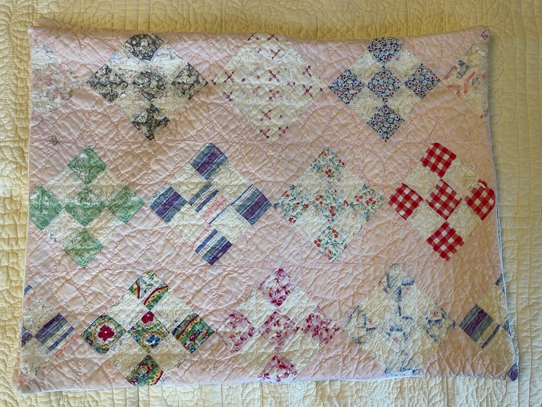 Vintage Nine Patch Quilted Pillow Cover - Etsy