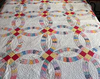 Vintage Amish Double Wedding Ring Quilt - Etsy
