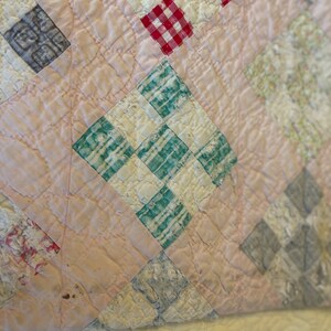 Vintage Nine Patch Quilted Pillow Covers - Etsy