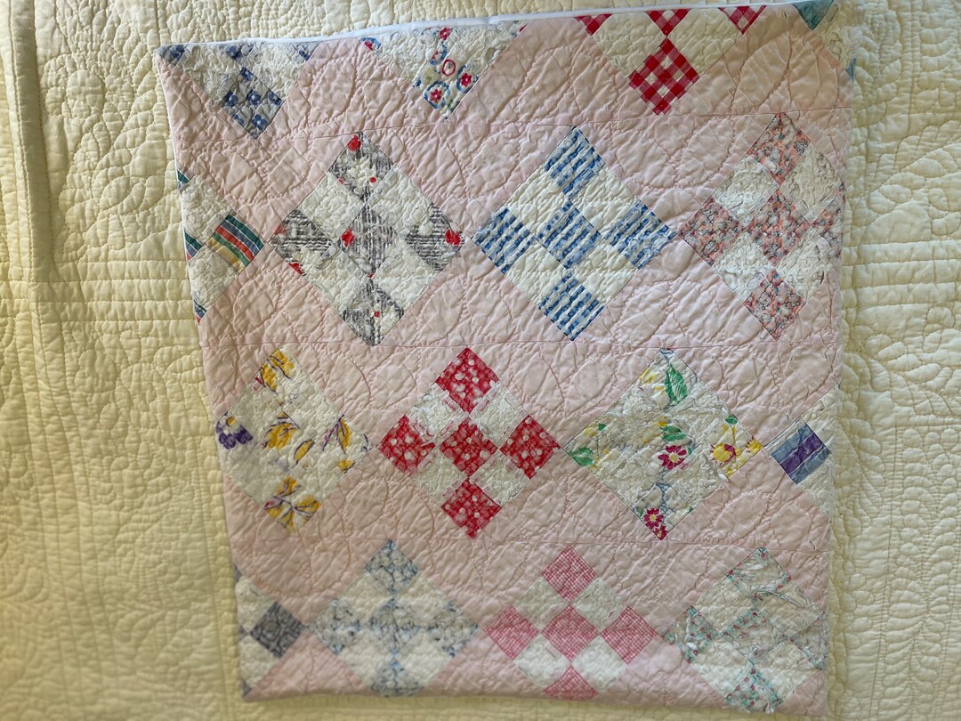 Vintage Nine Patch Quilted Pillow Cover - Etsy