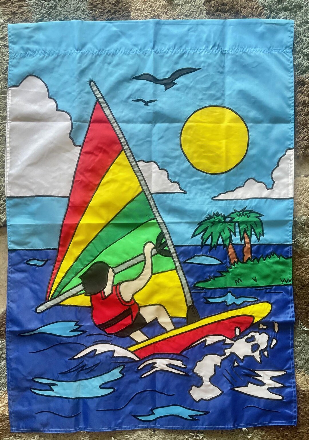 Windsurfer / Windsurfing Beach / Tropical Scene Large Decorative Flag ...