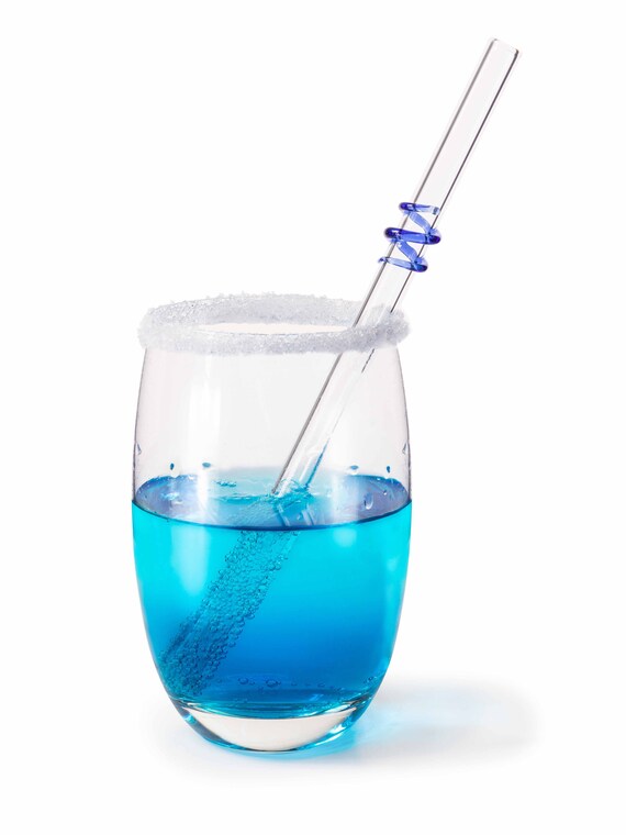 1 Pc. Glass Drinking Straw Straight With a Color Squiggle - Etsy New ...