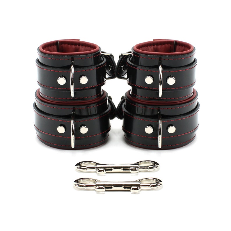 Vegan 2'' Cuff Set PVC Leather BDSM Restraints Red | Etsy