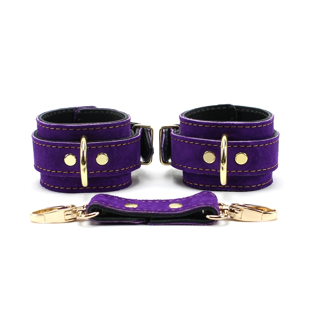 BDSM Restraints & Bondage Cuffs | Purple Suede Leather With Buckles ...