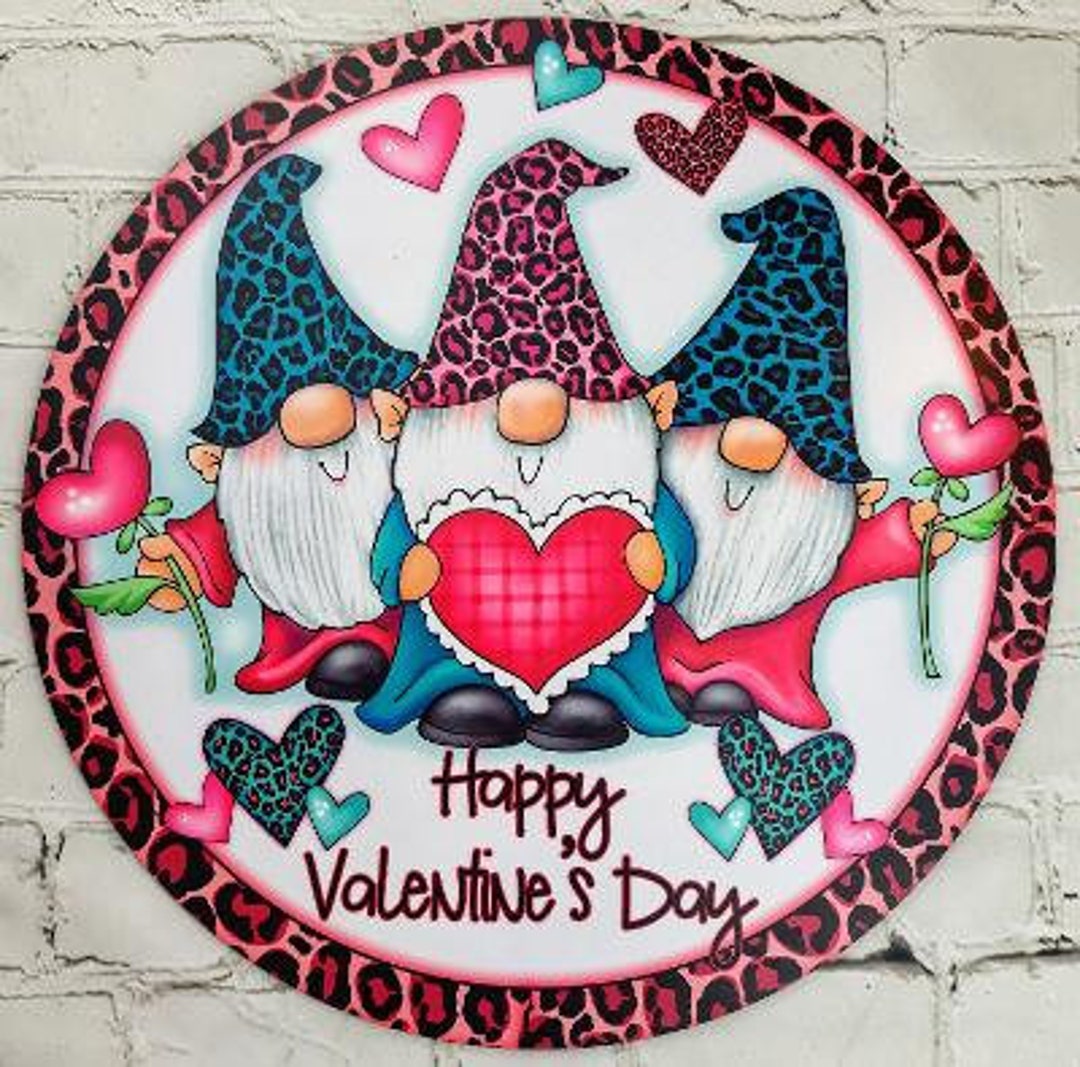 Valentines Day Gnomes, Happy Valentines Day Wreath Attachment, Heart ...