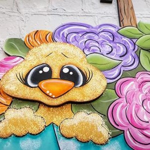 Spring Flower Umbrella, Duck and Floral Sign, Easter Wreath Attachment ...