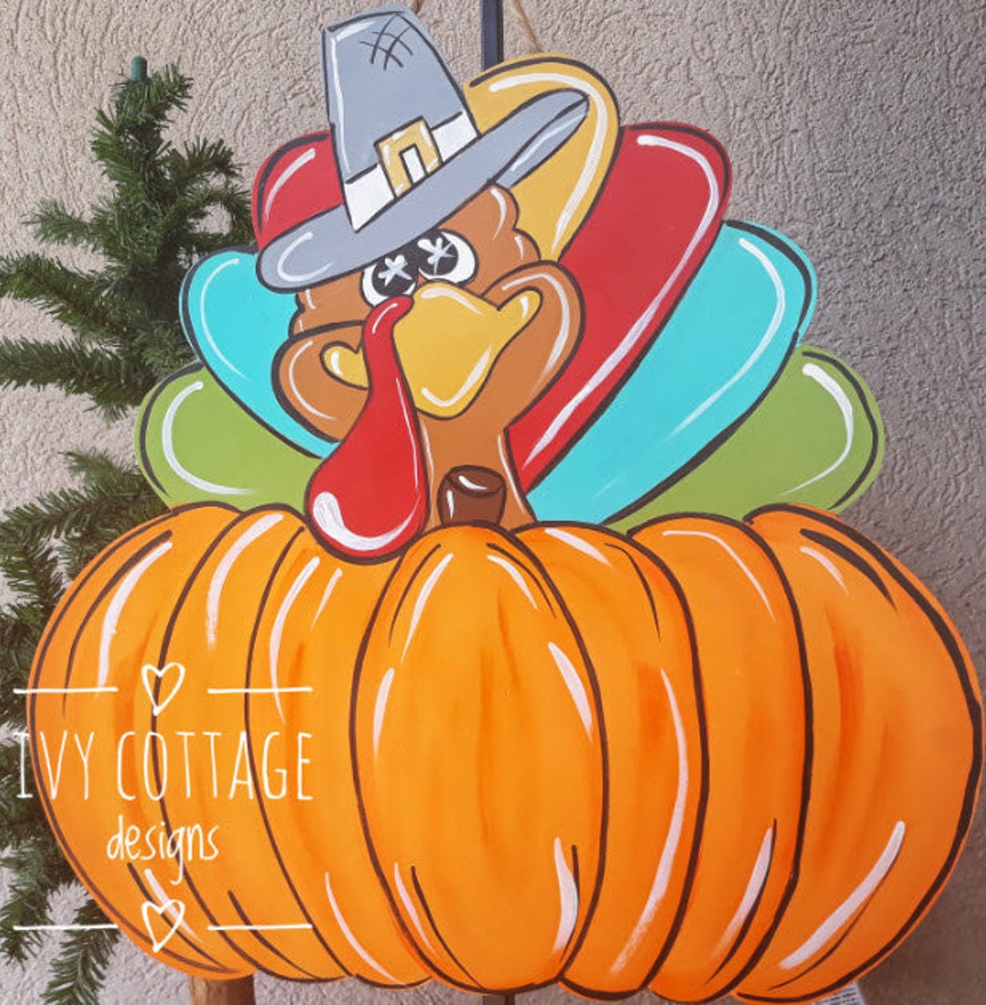 UNFINISHED Thanksgiving Turkey Door Hanger, DIY Door Hanger ...
