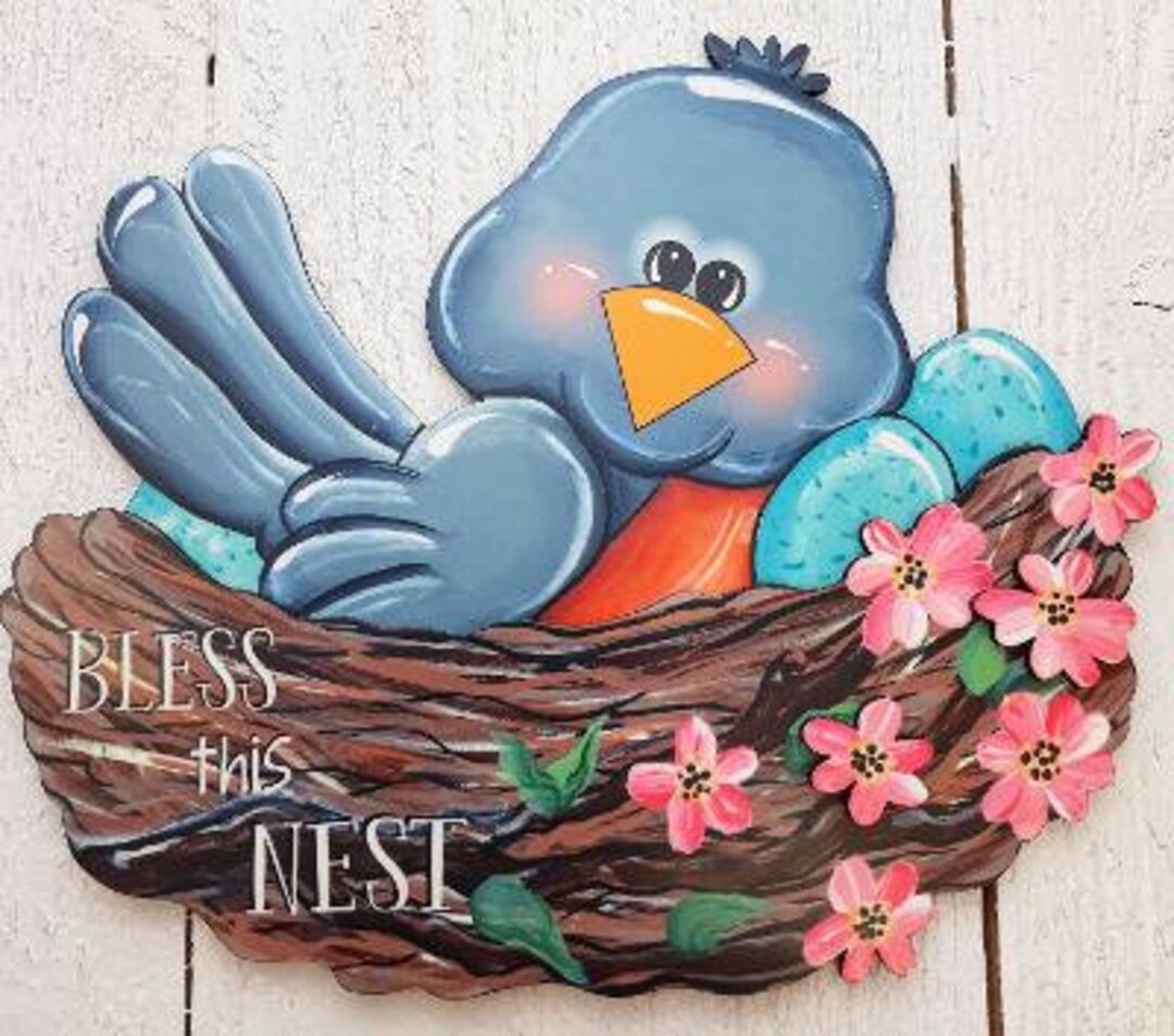 Bless This Nest Wreath Attachment, Spring Interchangeable Welcome Sign Bird Nest Decor - Etsy