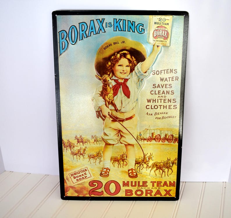 Vintage 20 Mule Team Borax Tin Sign ~ 1990s - Etsy