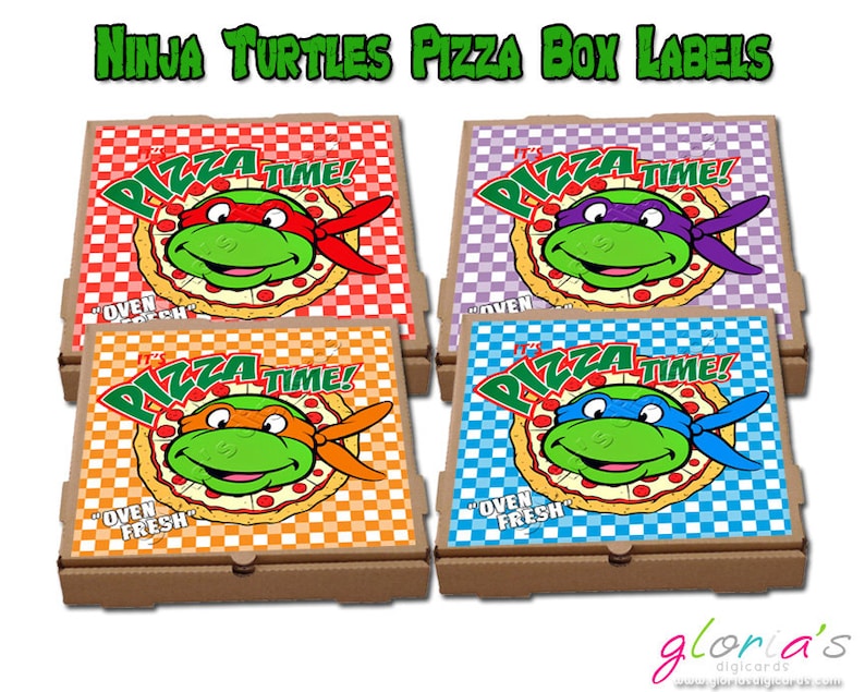 Teenage Mutant Ninja Turtles Pizza Box Label Set | Etsy