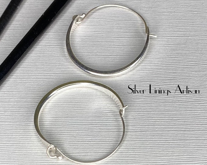 Medium Hammered Sterling Silver Hoops, Artisan Hoops, Hand Forged Earrings, Large Hoops ...