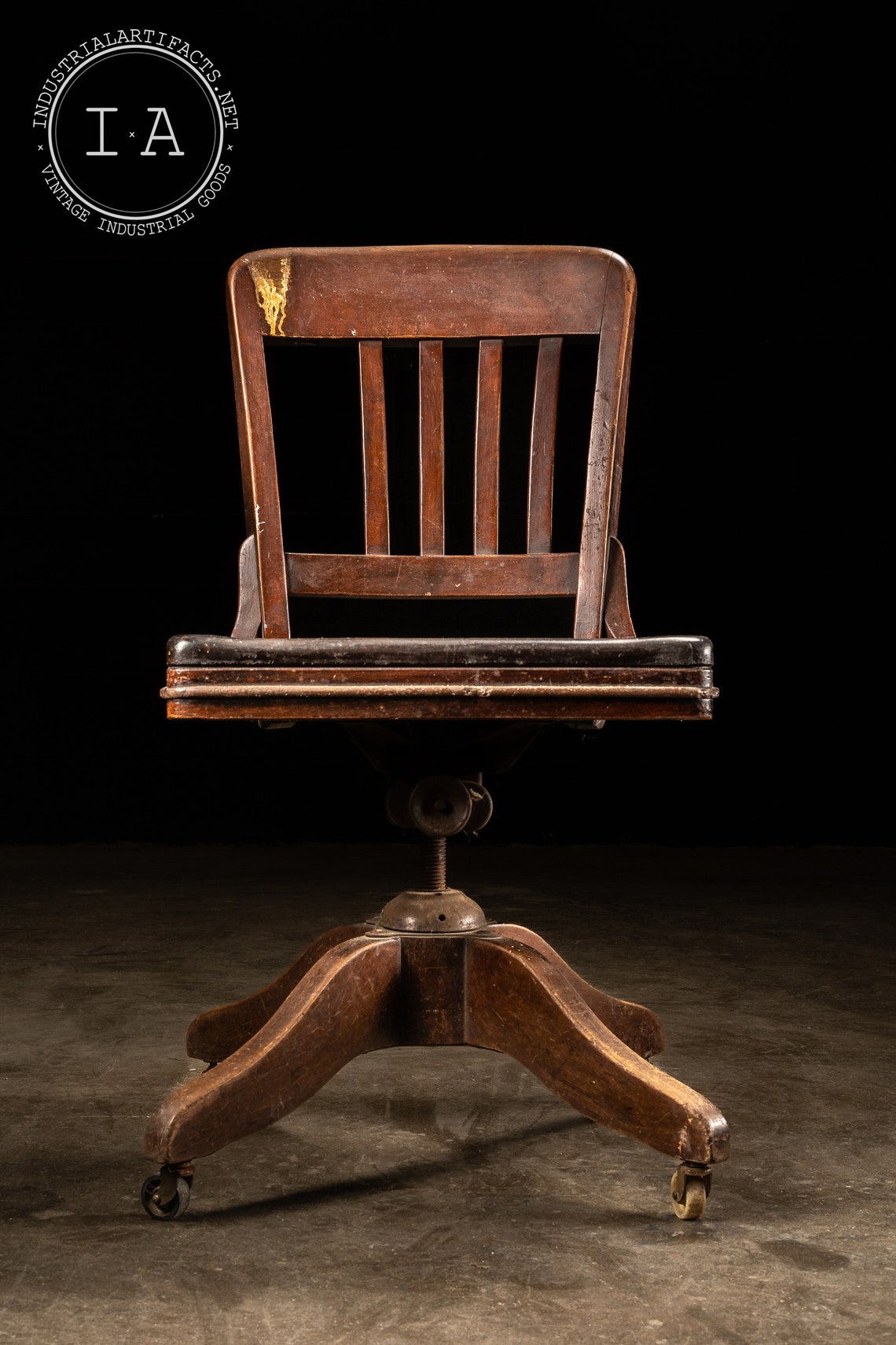 Vintage Wooden Bankers Chair - Etsy