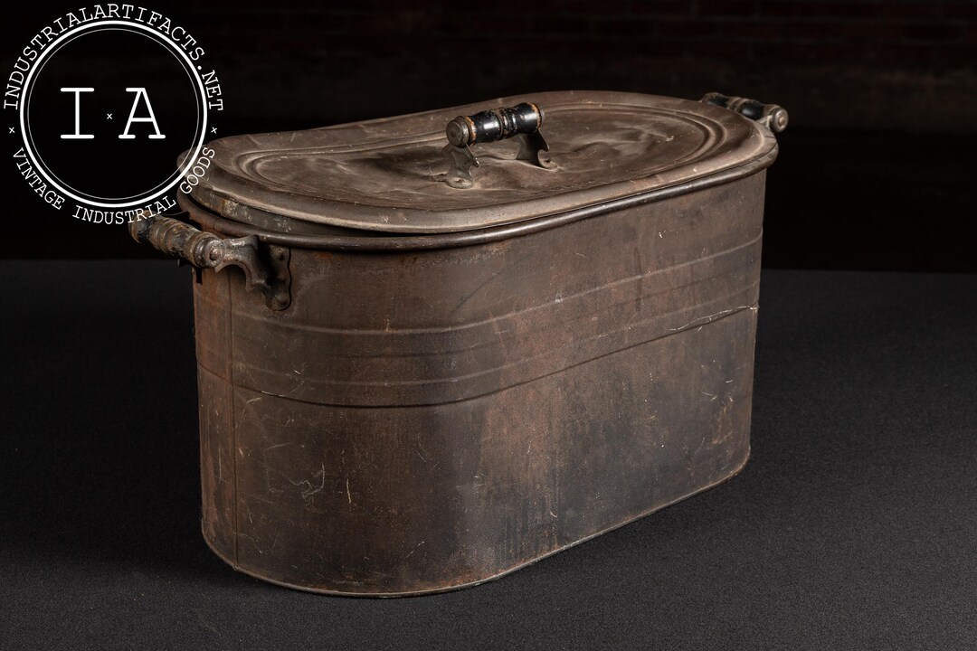 Antique Oval Metal Wash Basin With Lid by Rochester - Etsy