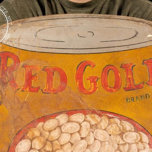 Heavy Painted Steel Red Gold Advertising Sign - Navy Beans - Etsy